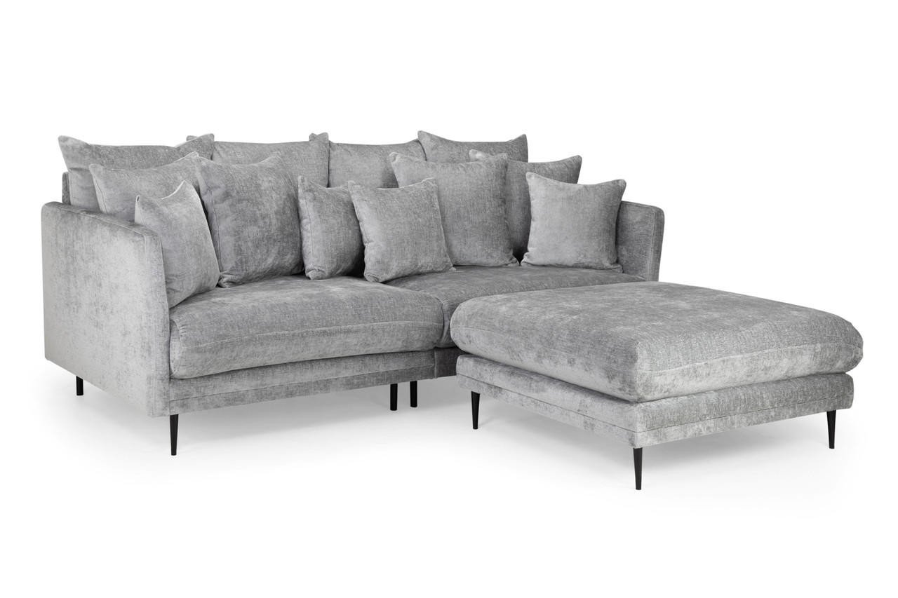 Studio Grey Fabric 3 Seater Sofa with Footstool | Top-Quality Furniture ...