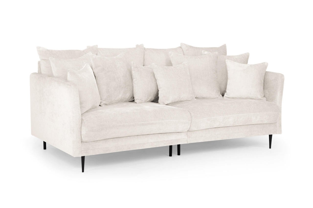Studio Natural Fabric 3 Seater Sofa with Footstool | Top-Quality ...