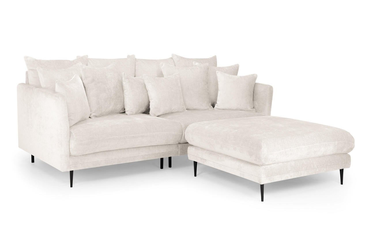 Studio Natural Fabric 3 Seater Sofa with Footstool | Top-Quality ...